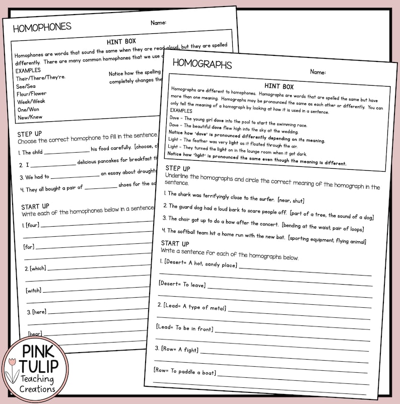 Grammar Worksheet Pack - Etsy