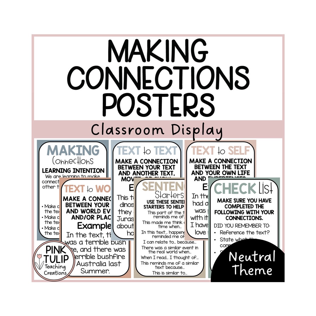 Making Connections Reading Posters - Earth Tones Classroom Decor - Etsy