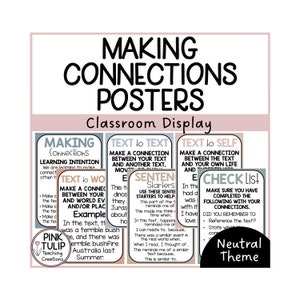 Making Connections Reading Posters - Earth Tones Classroom Decor - Etsy