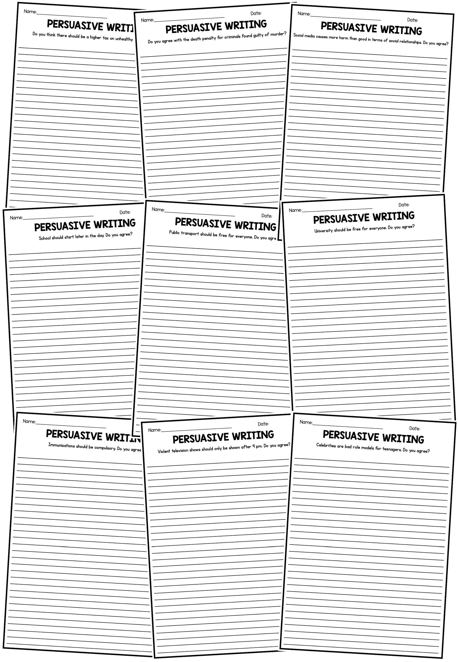 Persuasive Writing Prompts - Lightning Writing - Etsy