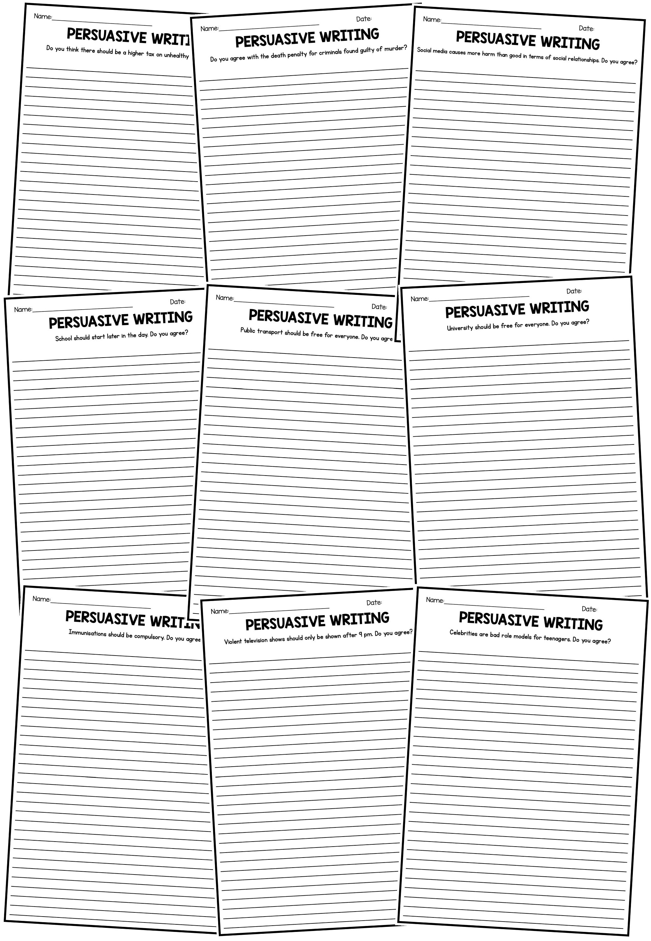 Persuasive Writing Prompts - Lightning Writing - Etsy