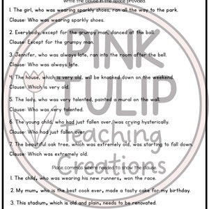 Understanding Clauses Worksheets - No Prep Printables - Etsy
