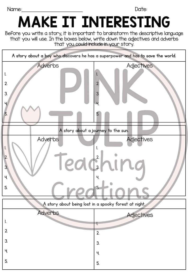 Make It Interesting With Adjectives and Adverbs - Narrative Writing ...