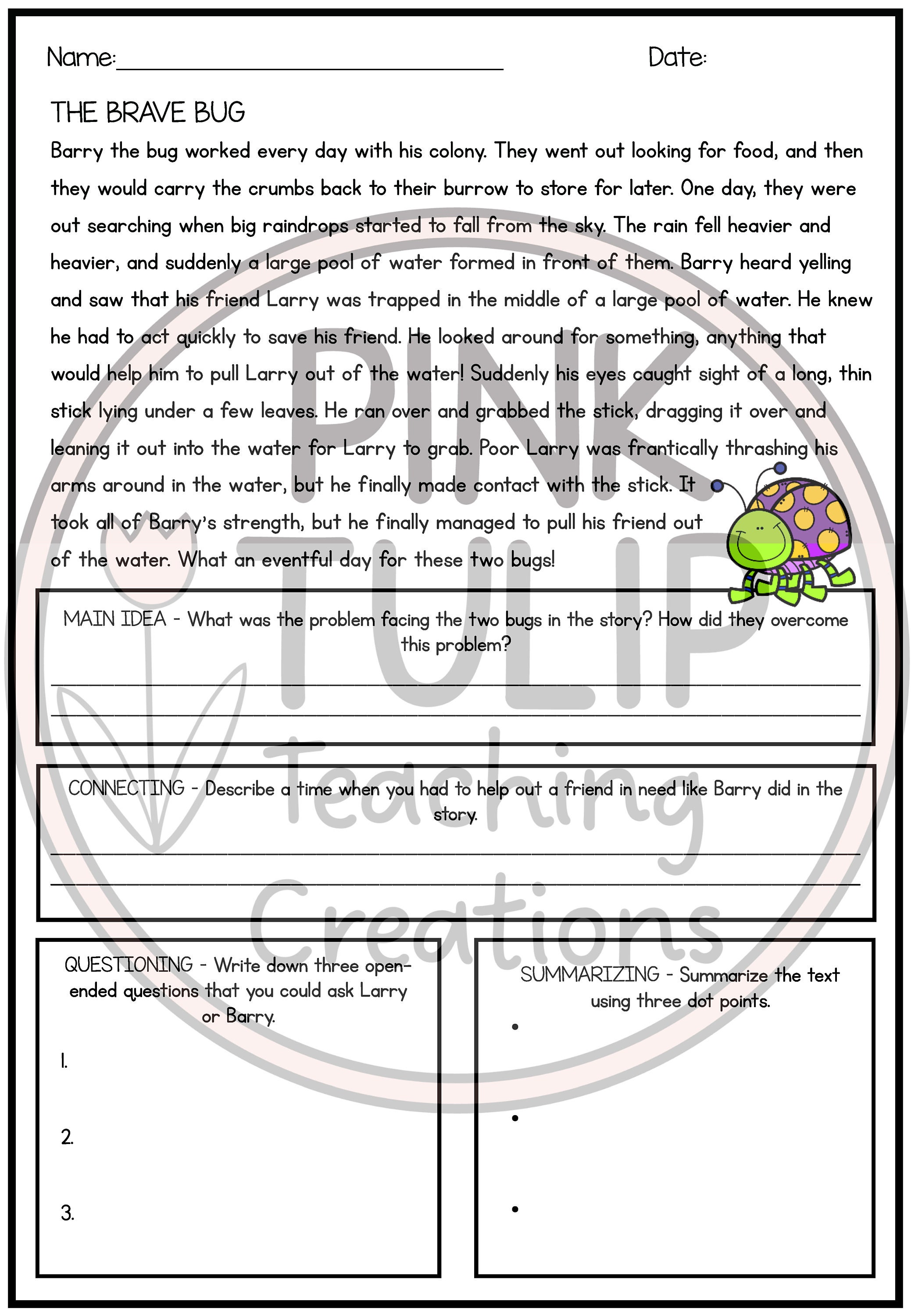Comprehension Worksheets - Reading Strategies Set #5 - Etsy