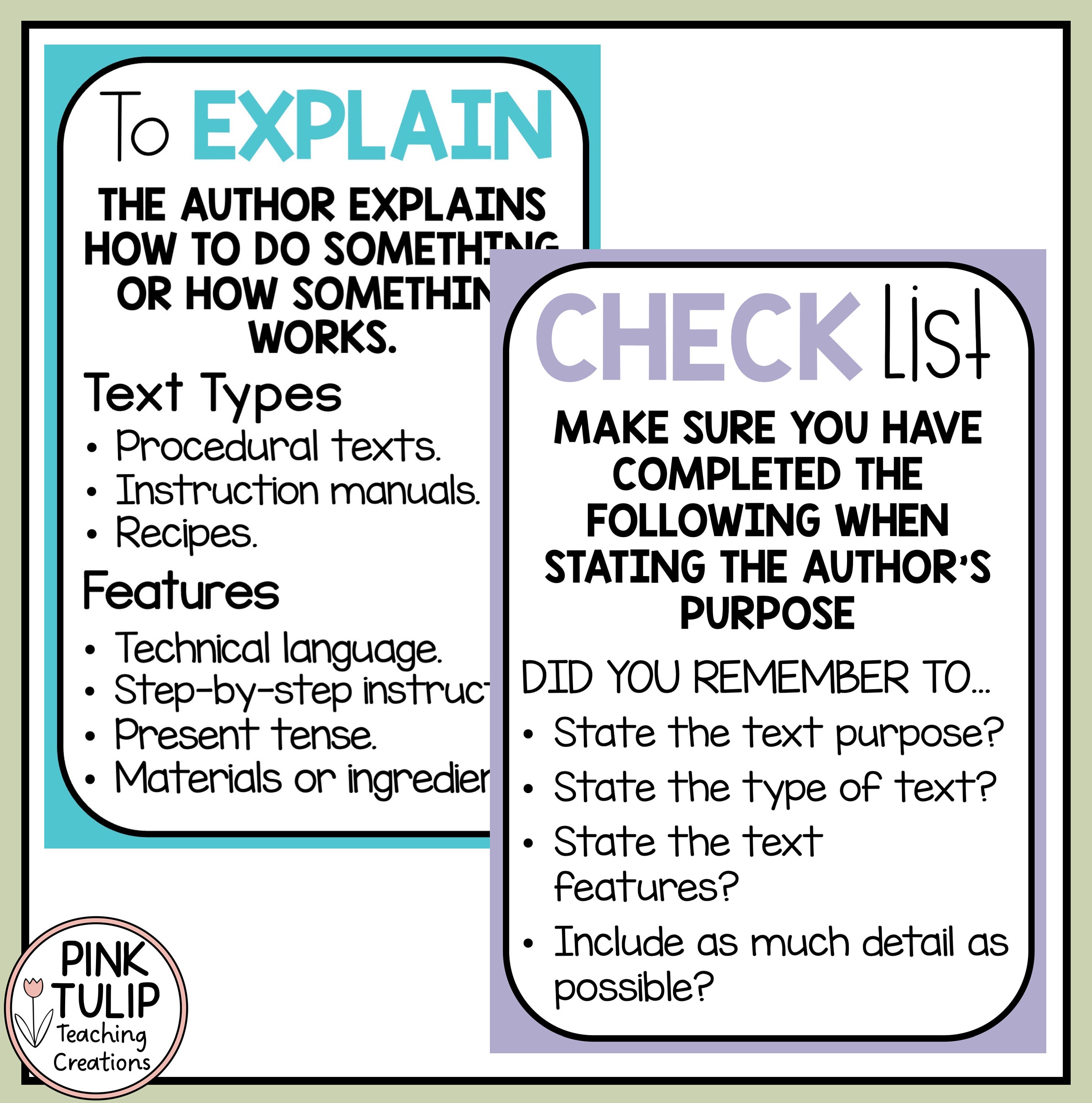 Author's Purpose Reading Posters Classroom Decor - Etsy