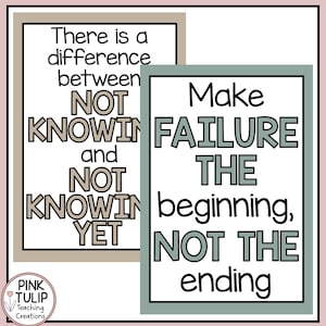 Growth Mindset Poster Set - Earth Tones Classroom Decor - Etsy