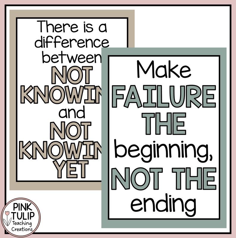 Growth Mindset Poster Set - Earth Tones Classroom Decor - Etsy