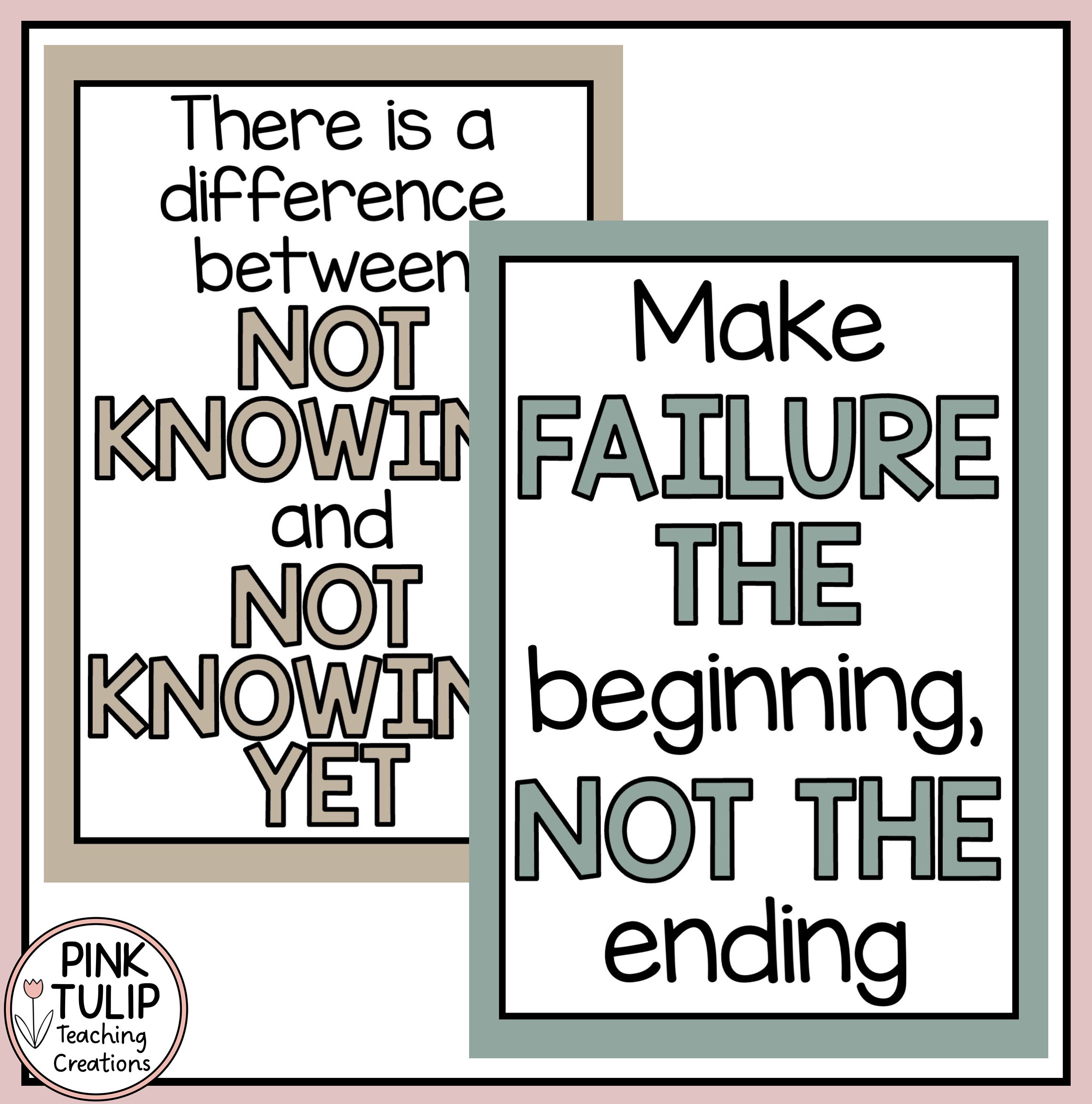 Growth Mindset Poster Set - Earth Tones Classroom Decor - Etsy