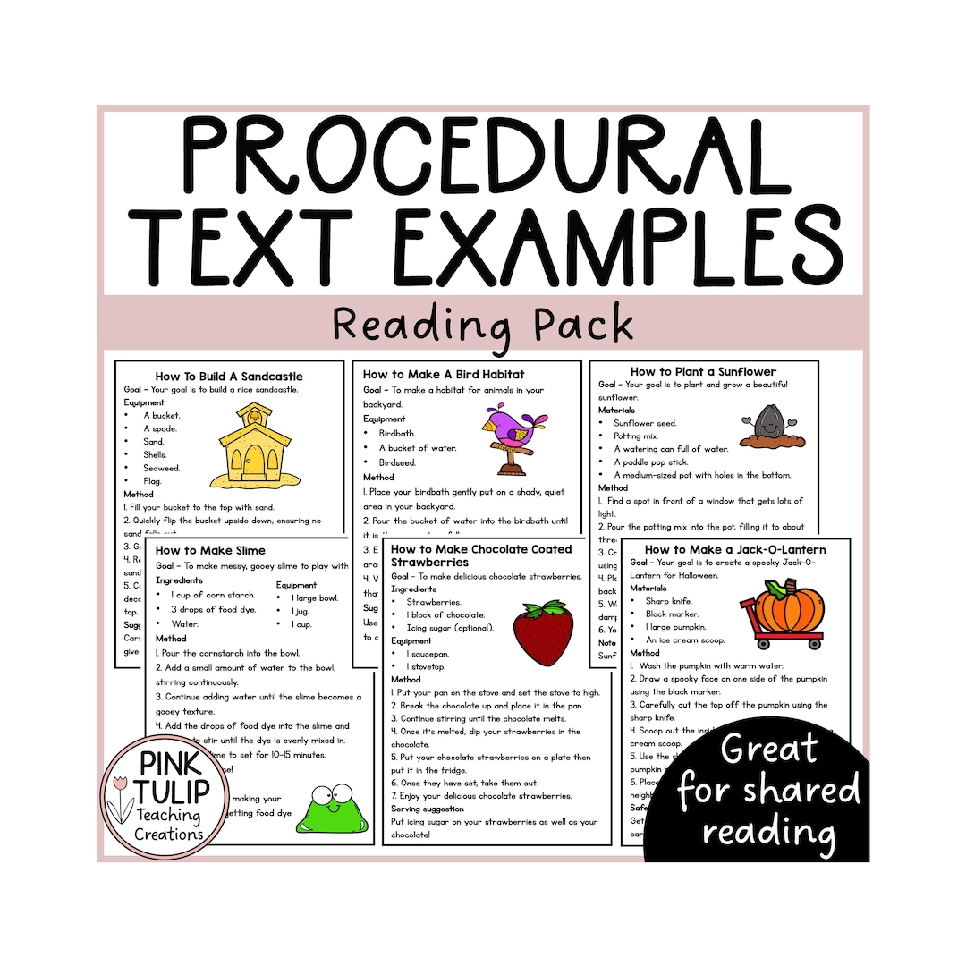 Procedural Text Examples Ten Reading Samples - Etsy