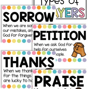 Four Types of Catholic Prayer Posters - Classroom Decor - Etsy