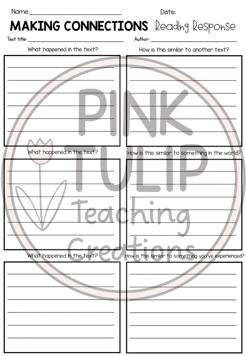 Making Connections (connecting) Reading Response Pack - Templates for ...