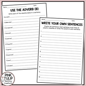 Adverbs - Worksheet Pack - Etsy