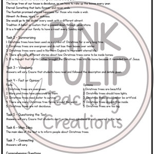 Christmas Tree Comprehension - Reading Strategy Worksheet - Etsy