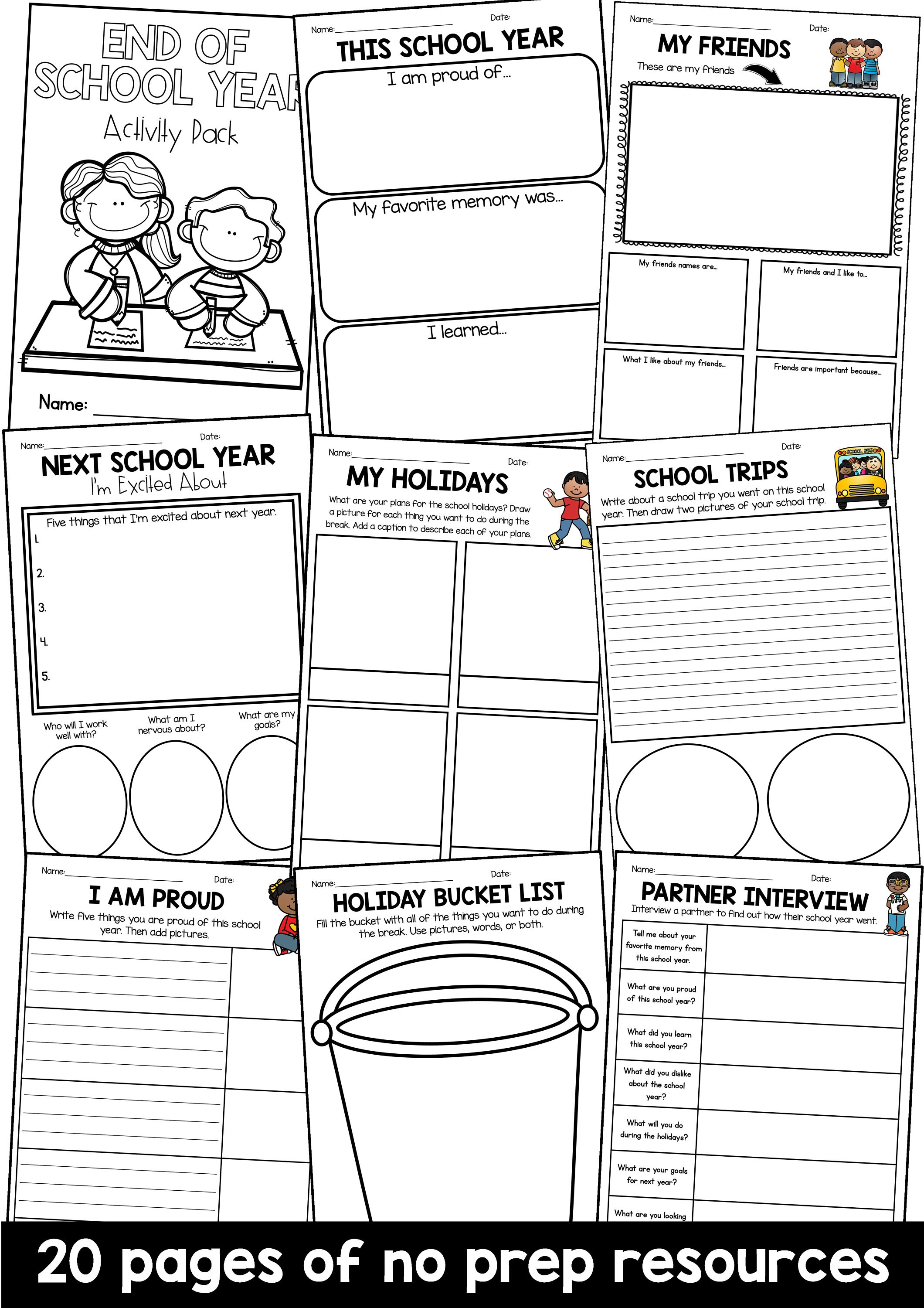 End of School Year Activity Pack - 20 No Prep Pages - Etsy