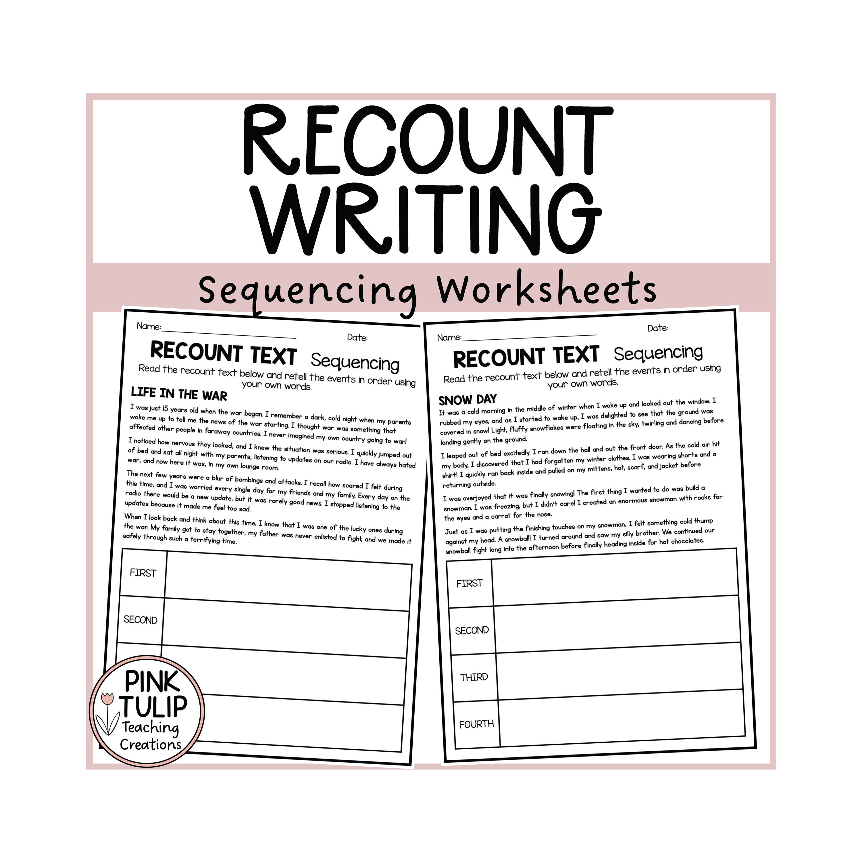 Recount Writing - Sequencing Worksheets - Etsy