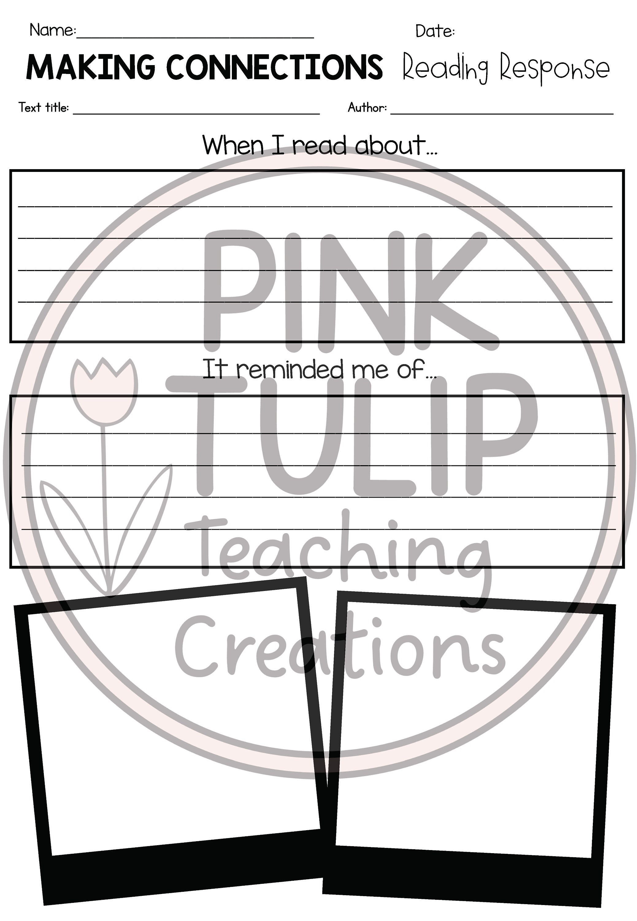 Making Connections (connecting) Reading Response Pack - Templates for ...