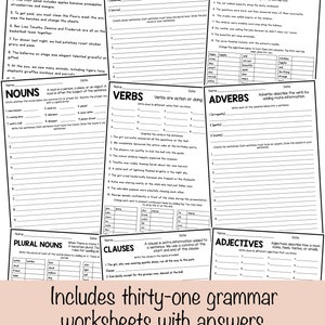 Parts of Speech Grammar Workbook - Etsy