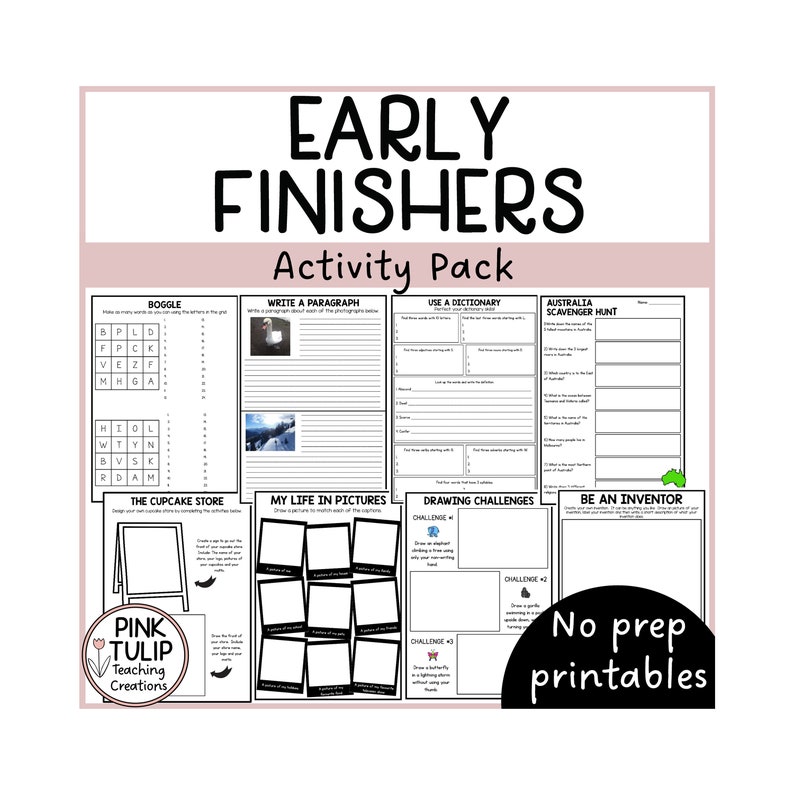 No Prep Early Finisher Worksheet Pack Great for Substitute Teachers - Etsy