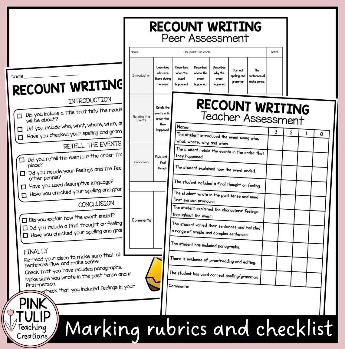 Recount Writing - Prompts and Template - Etsy