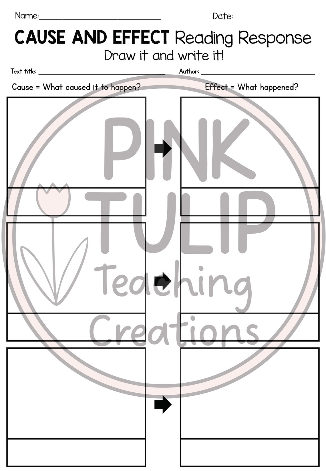 Cause and Effect Reading Response Package - Templates for Any Book - Etsy