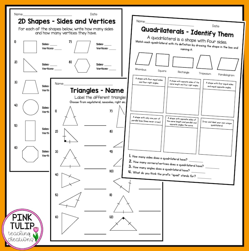 2D Shapes Lines and Patterns Worksheet Pack - Etsy