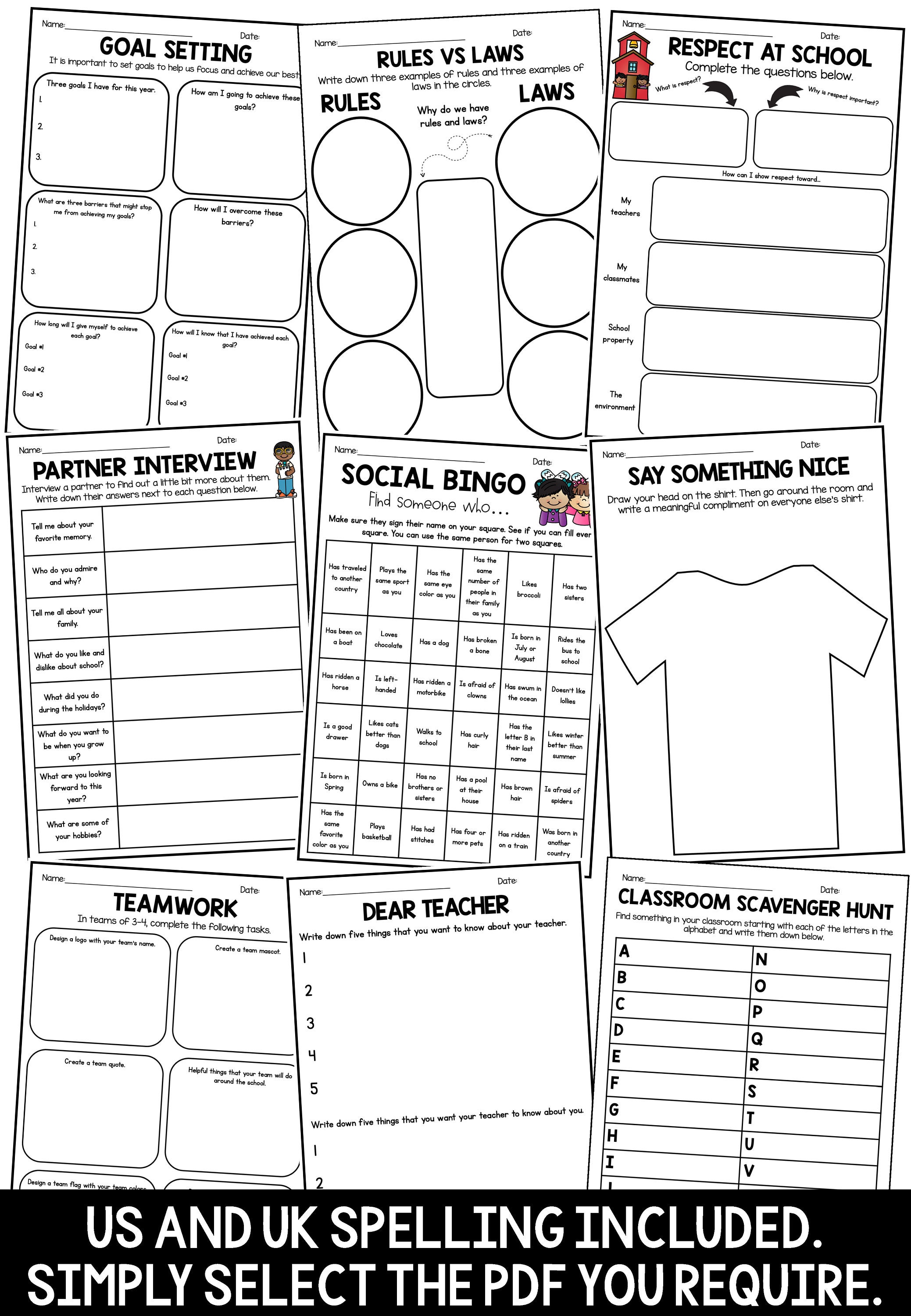 Back to School Activity Pack 40 Worksheets and Lesson Ideas - Etsy