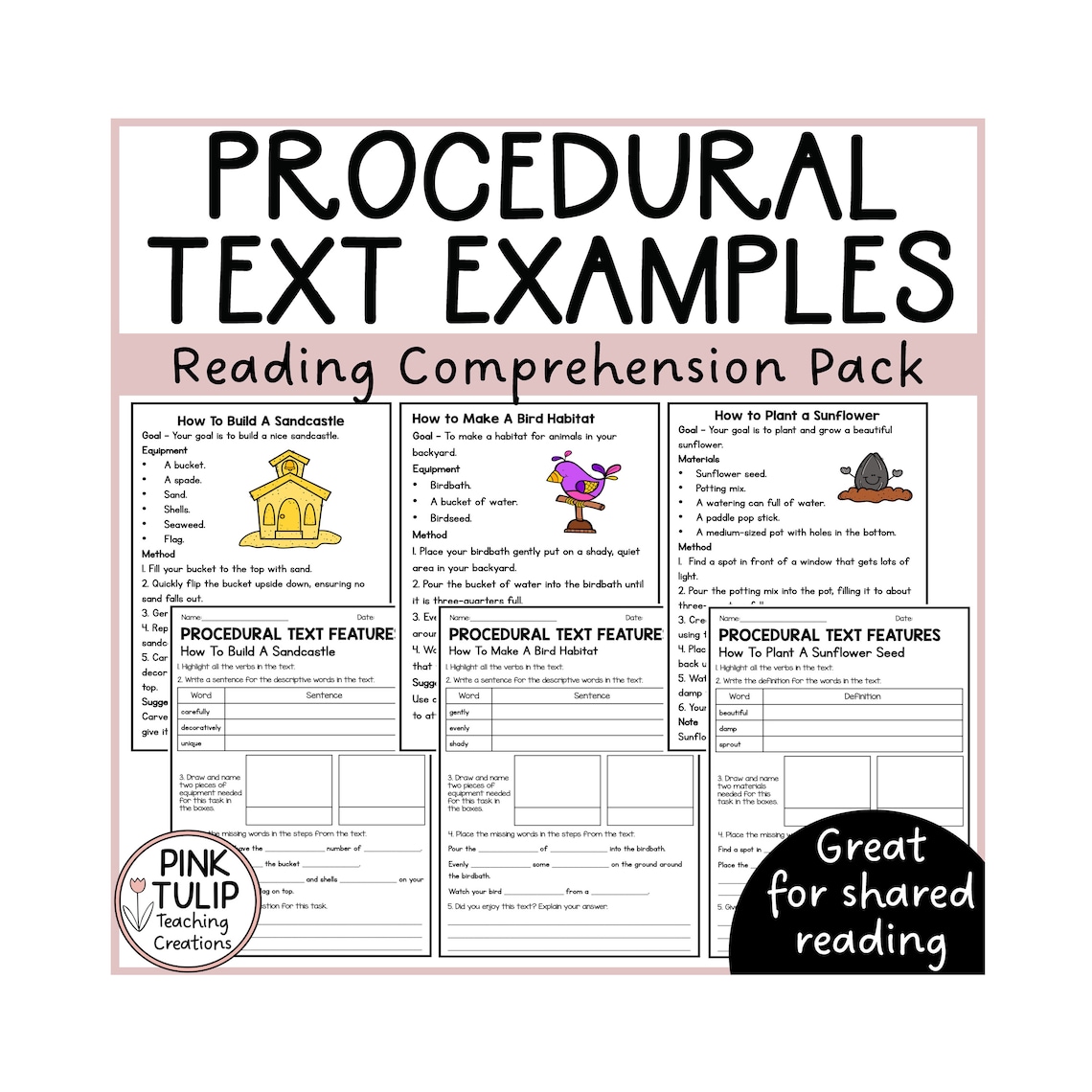 Procedural Text Examples - Ten Reading Samples With Comprehension - Etsy