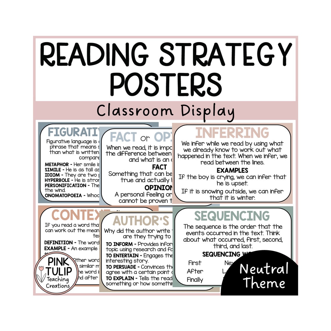 Reading Strategies Poster Set - Earth Tones Classroom Decor - Etsy