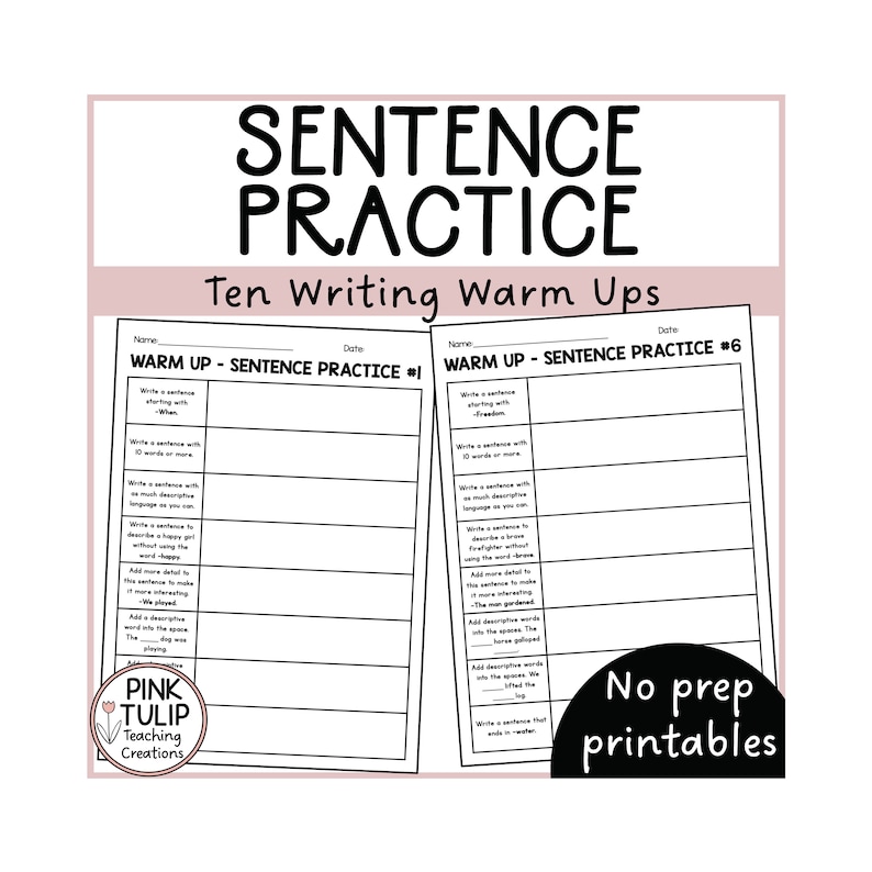 Writing Activity - Sentence Practice - Etsy
