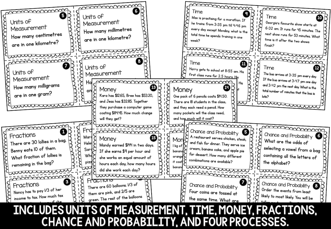 Maths Problem Solving Worded Question Task Cards - Etsy