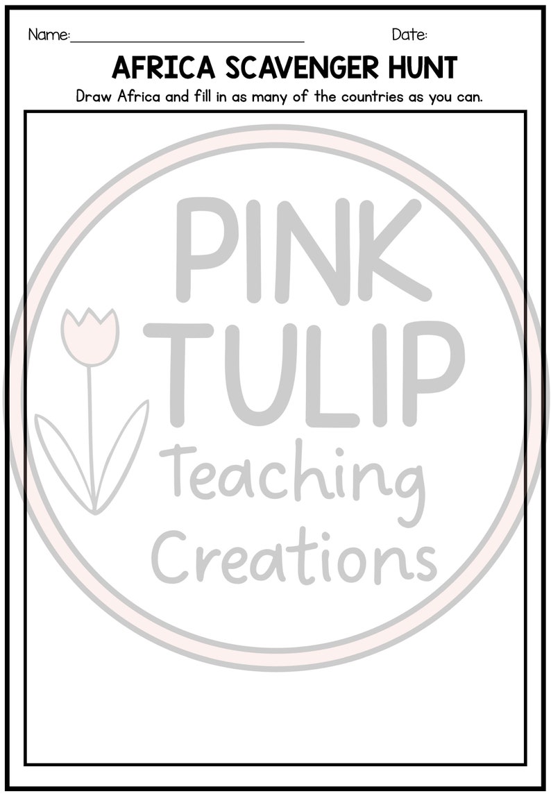 Africa Scavenger Hunt - Research Task - Etsy