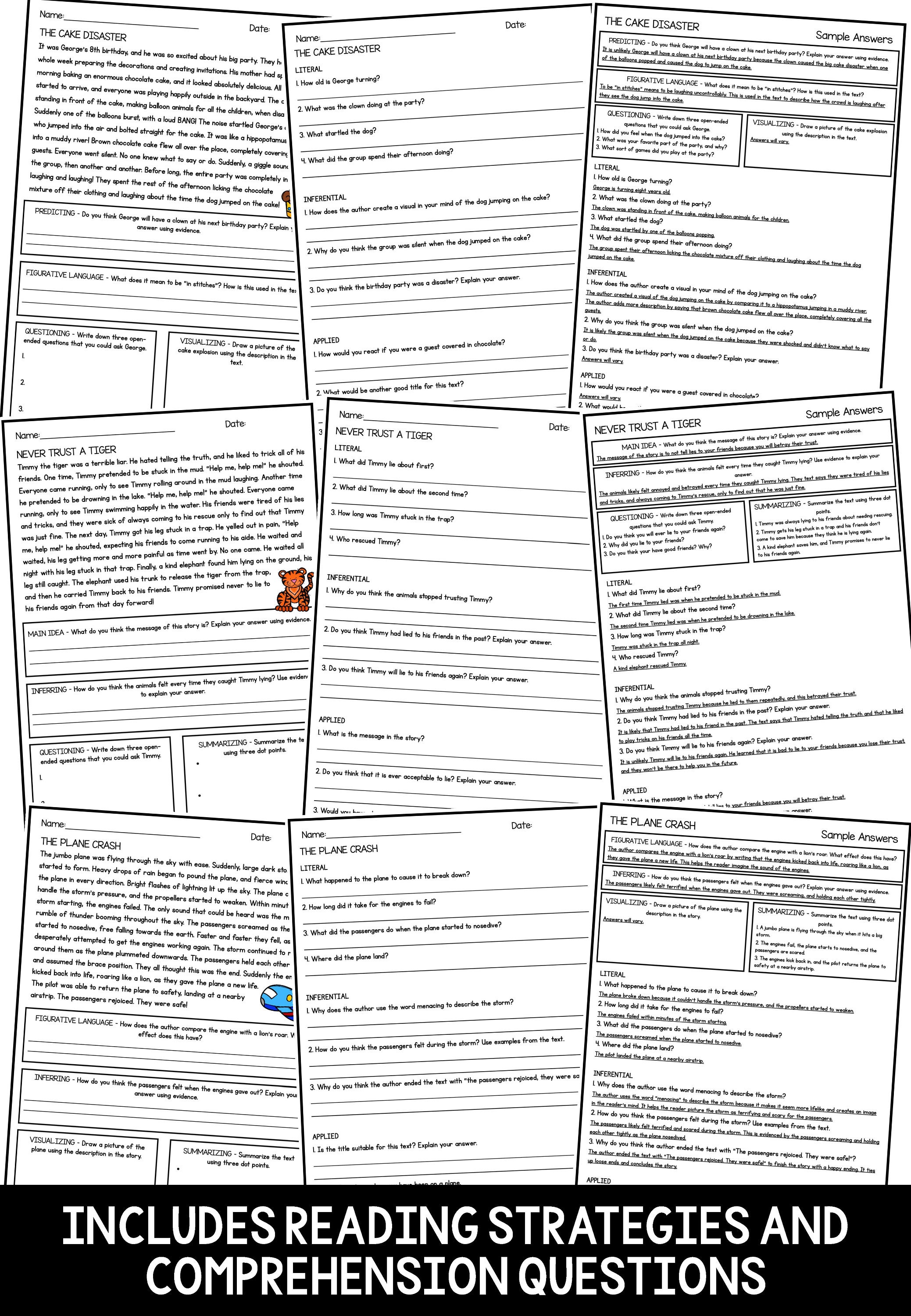 30 Page Reading Strategy Comprehension Pack - Etsy