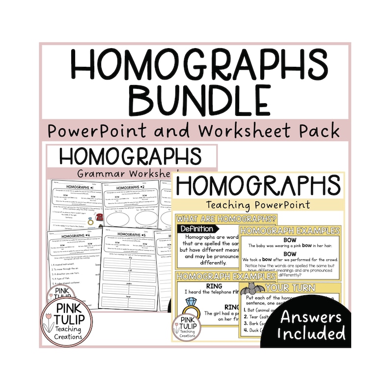 Homographs Bundle - Worksheet Pack and Guided Teaching Powerpoint - Etsy