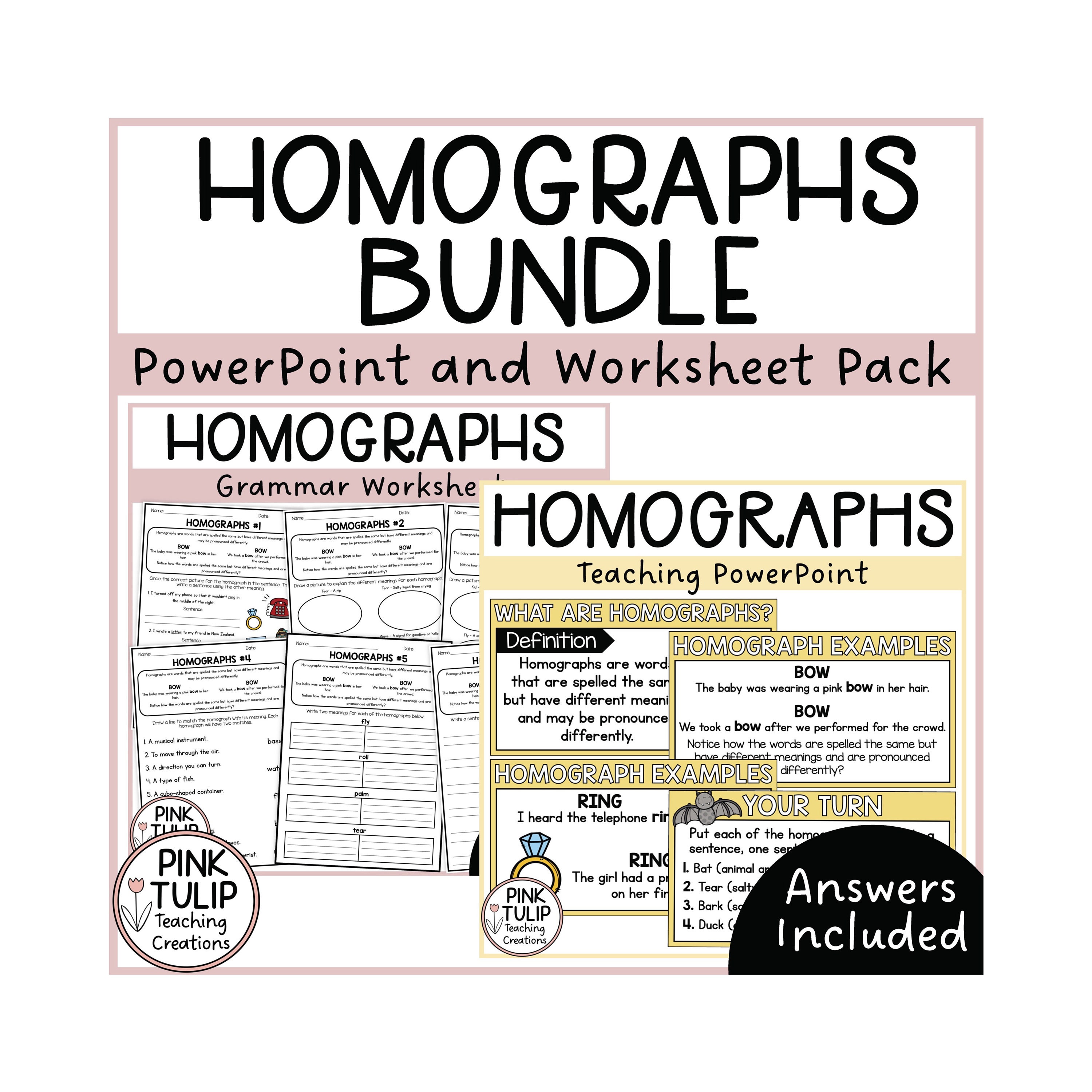 Homographs Bundle Worksheet Pack and Guided Teaching Powerpoint - Etsy