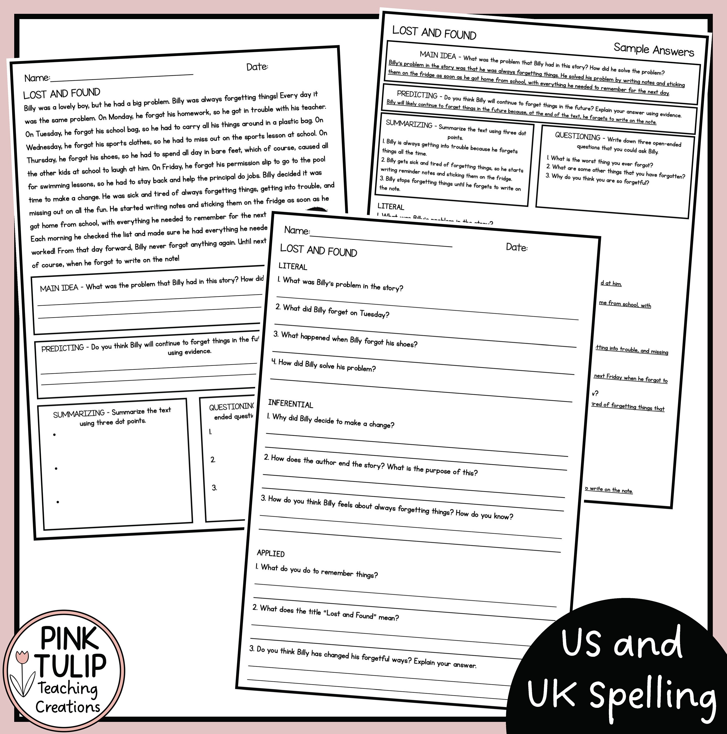 Comprehension Worksheets - Reading Strategies Set #2 - Etsy