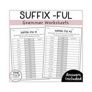 Suffix -ful Grammar Worksheets - Etsy