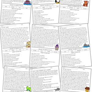 Ten Page Reading Comprehension Worksheet Pack - Etsy