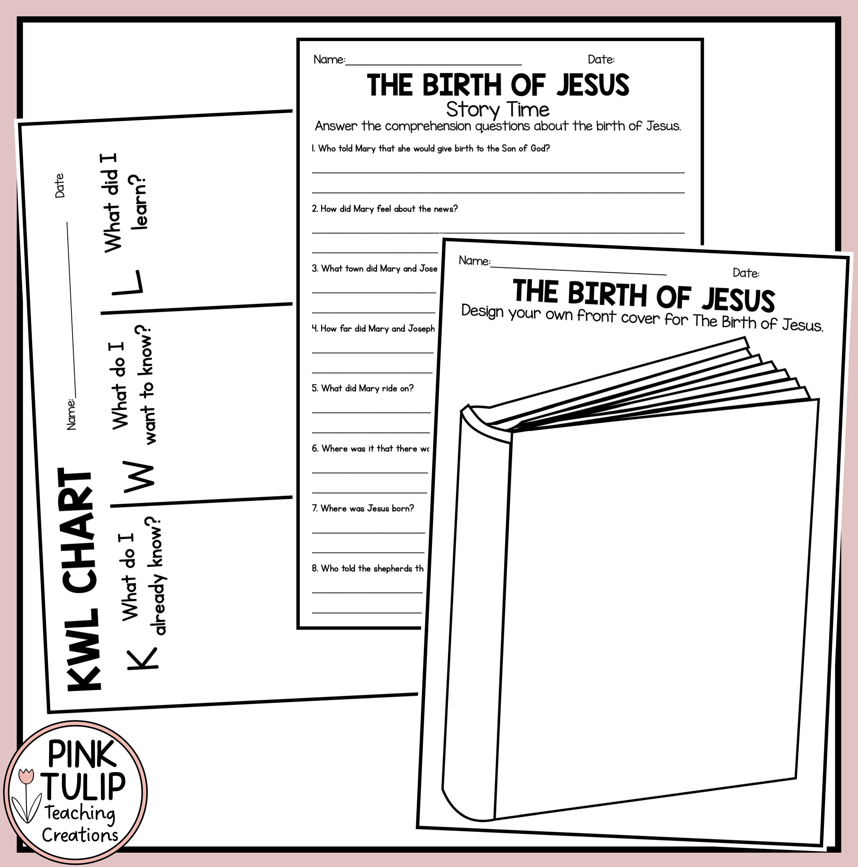 The Birth of Jesus - Story and Activity Pack - Etsy