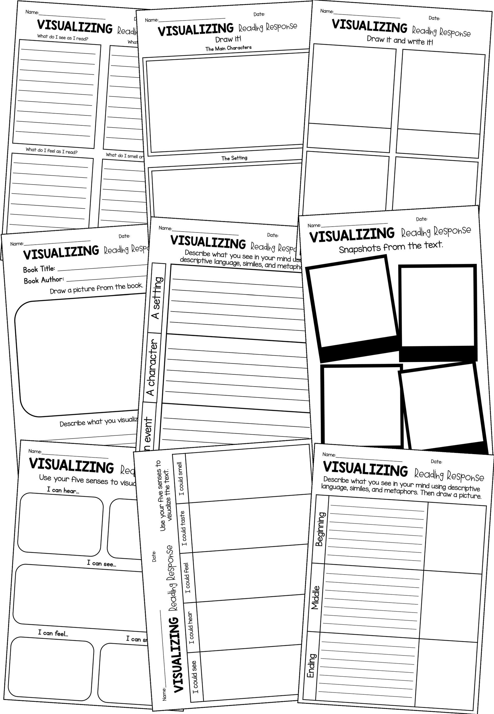 Visualizing (visualising) Reading Response Pack - Templates for Any ...