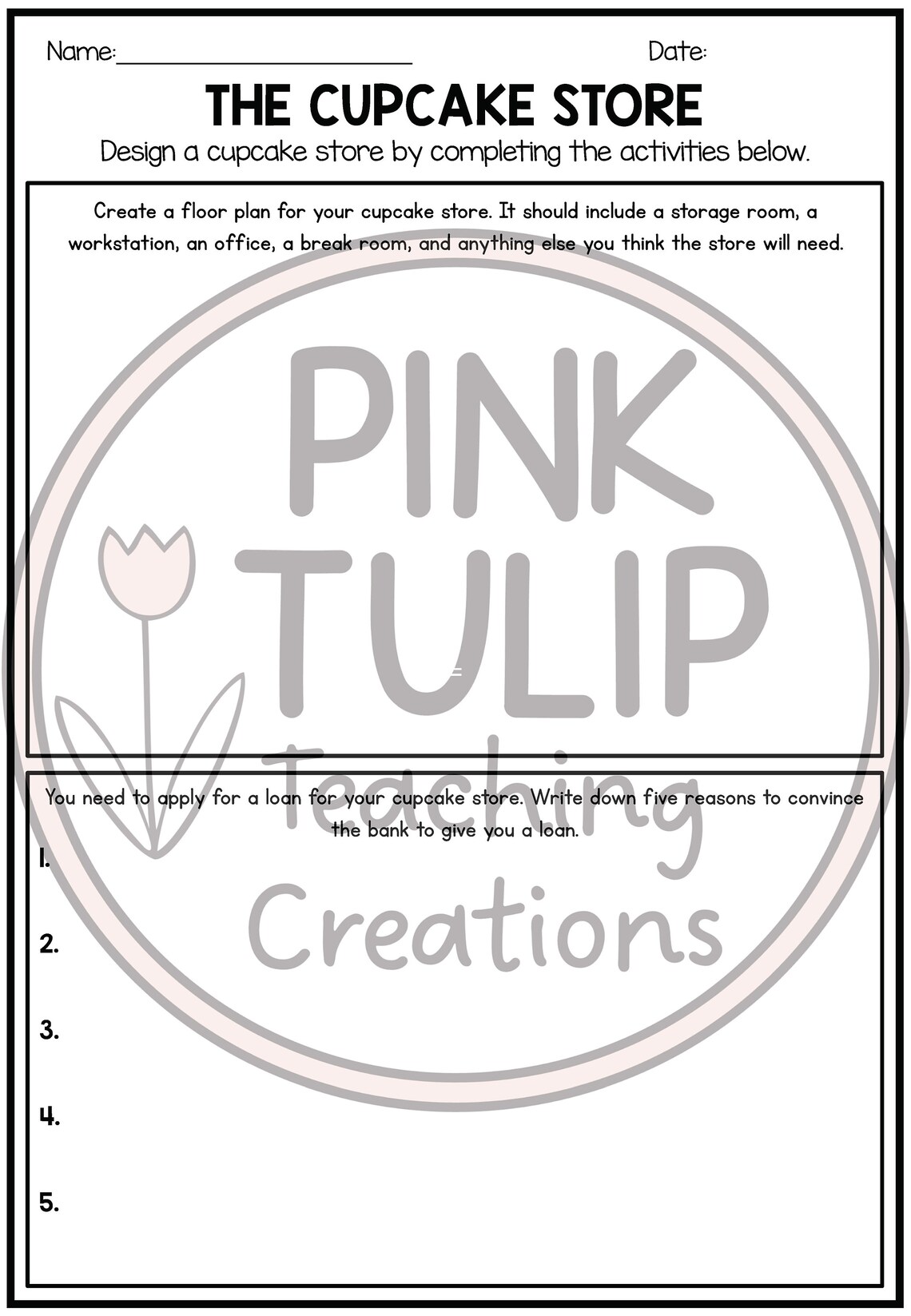 Open A Cupcake Store - Cross Curriculum Project - Etsy