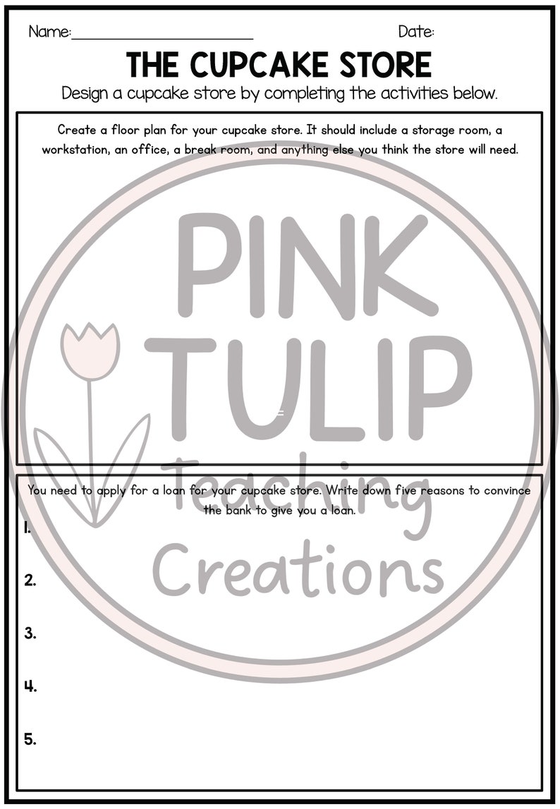 Open A Cupcake Store - Cross Curriculum Project - Etsy