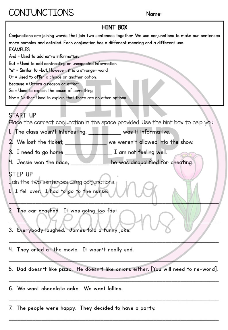 Contractions Conjunctions Abbreviations Grammar Worksheets - Etsy