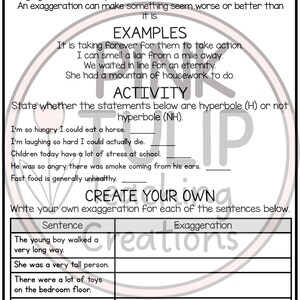 Exaggerations and Hyperbole - Persuasive Writing Worksheets - Etsy