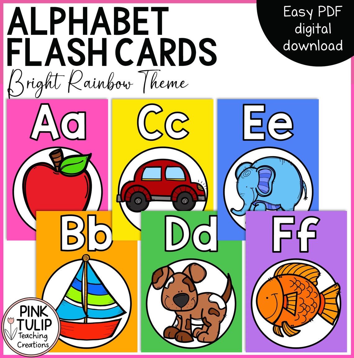 Alphabet Flash Cards Bright Rainbow Theme - Etsy