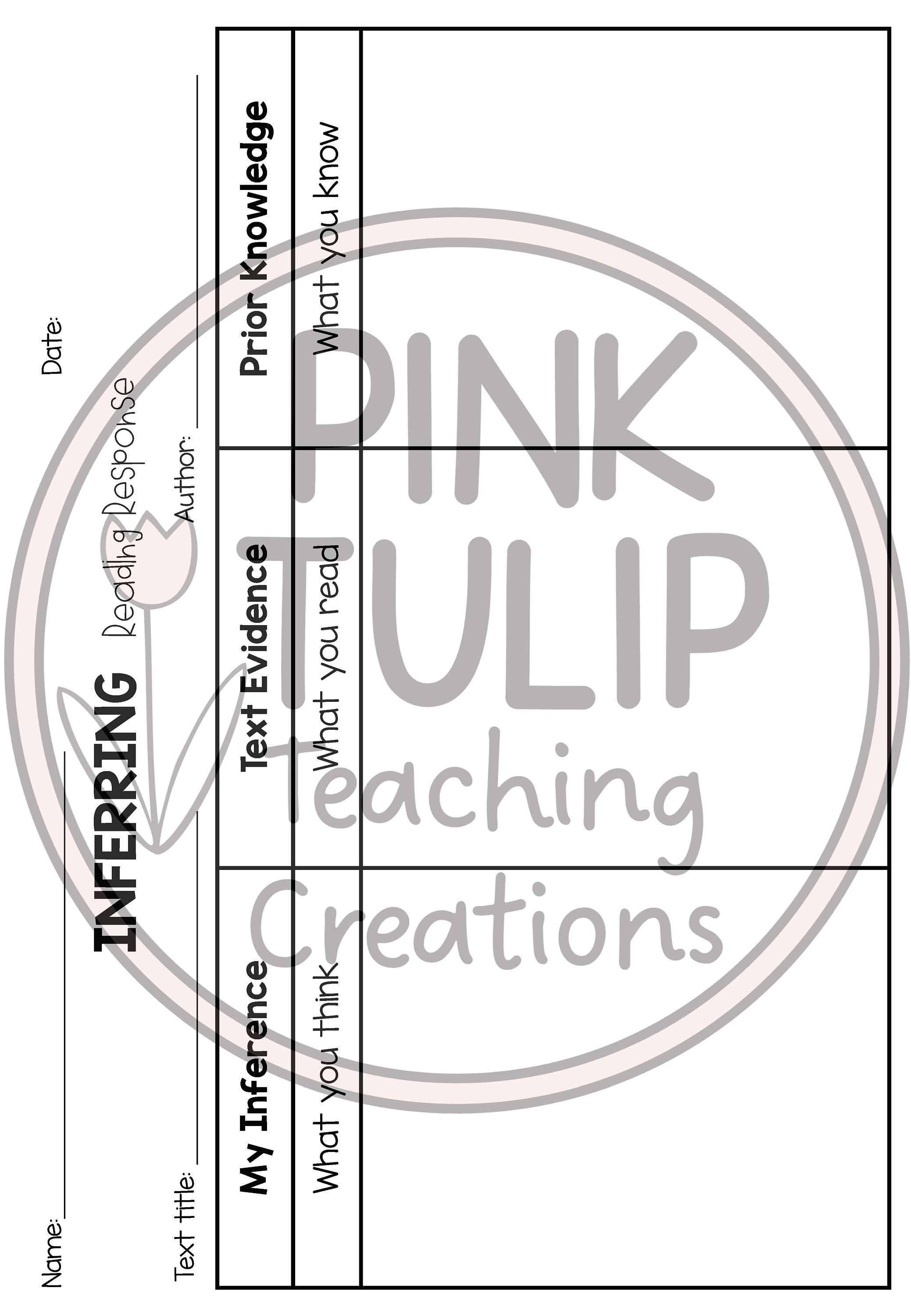 Making Inferences inferring Reading Response Pack Templates for Any ...