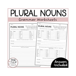 Plural Nouns Worksheets - No Prep Printables - Etsy