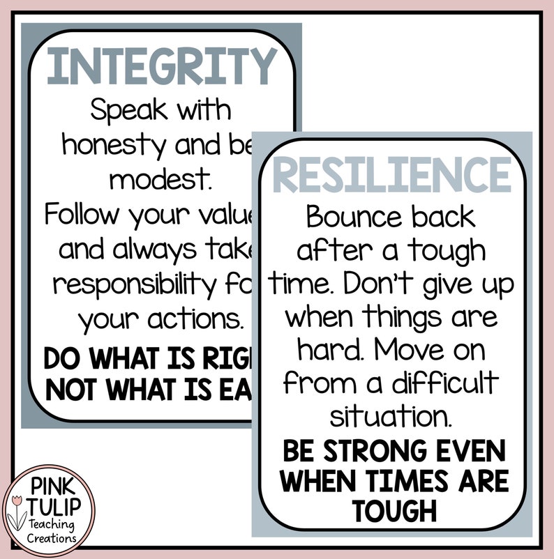 Values Posters Earth Tones - Classroom Decor - Etsy