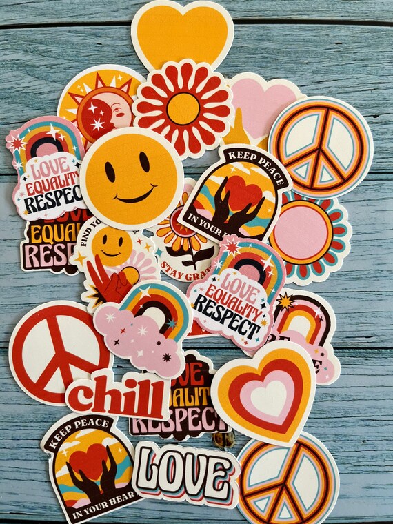 Peace 70s Sticker Set - Etsy