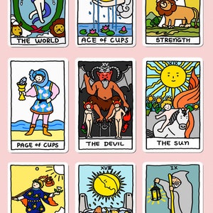 Printable Cute 78 Tarot Cards, Unique Modern Tarot, Designer Art Lucky ...