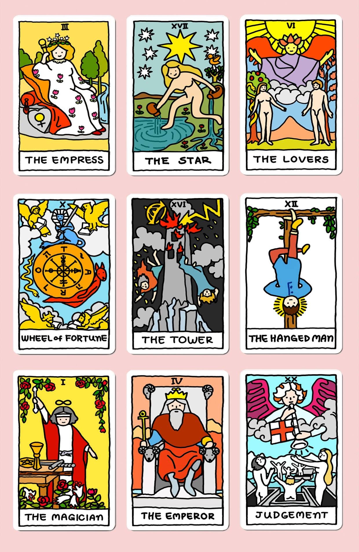 Printable Cute 78 Tarot Cards Unique Modern Tarot Designer | Etsy